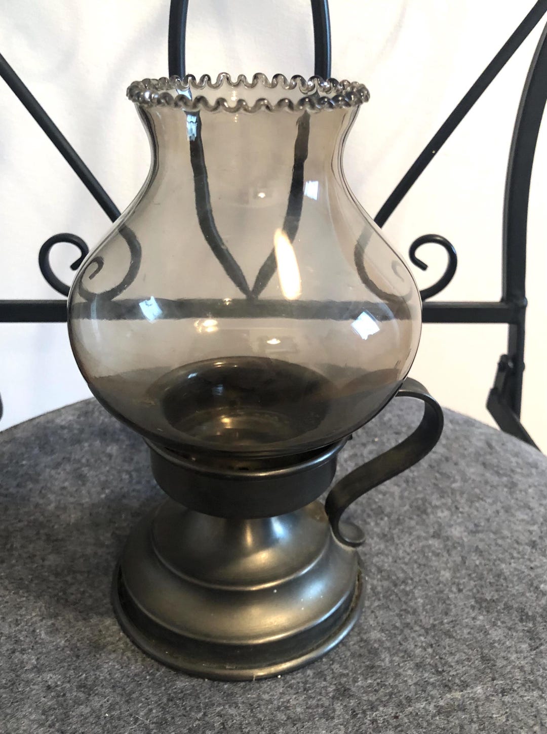 Pewter Base With Glass Shade, Quality Mark, Pewterware, RAL, 21 Cm High ...