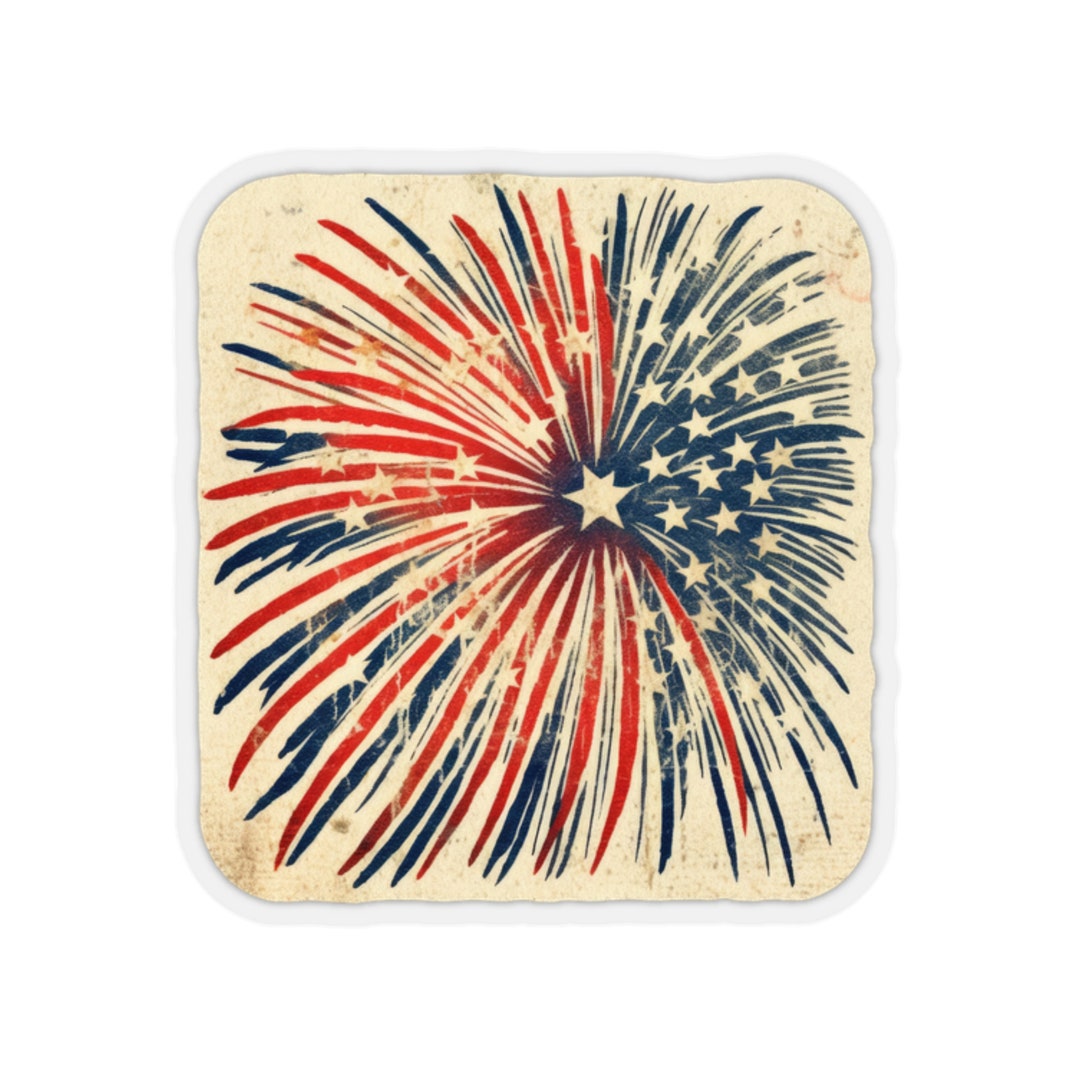 Retro Fireworks Sticker, Vintage Sticker, Patriotic Sticker, 4th of ...