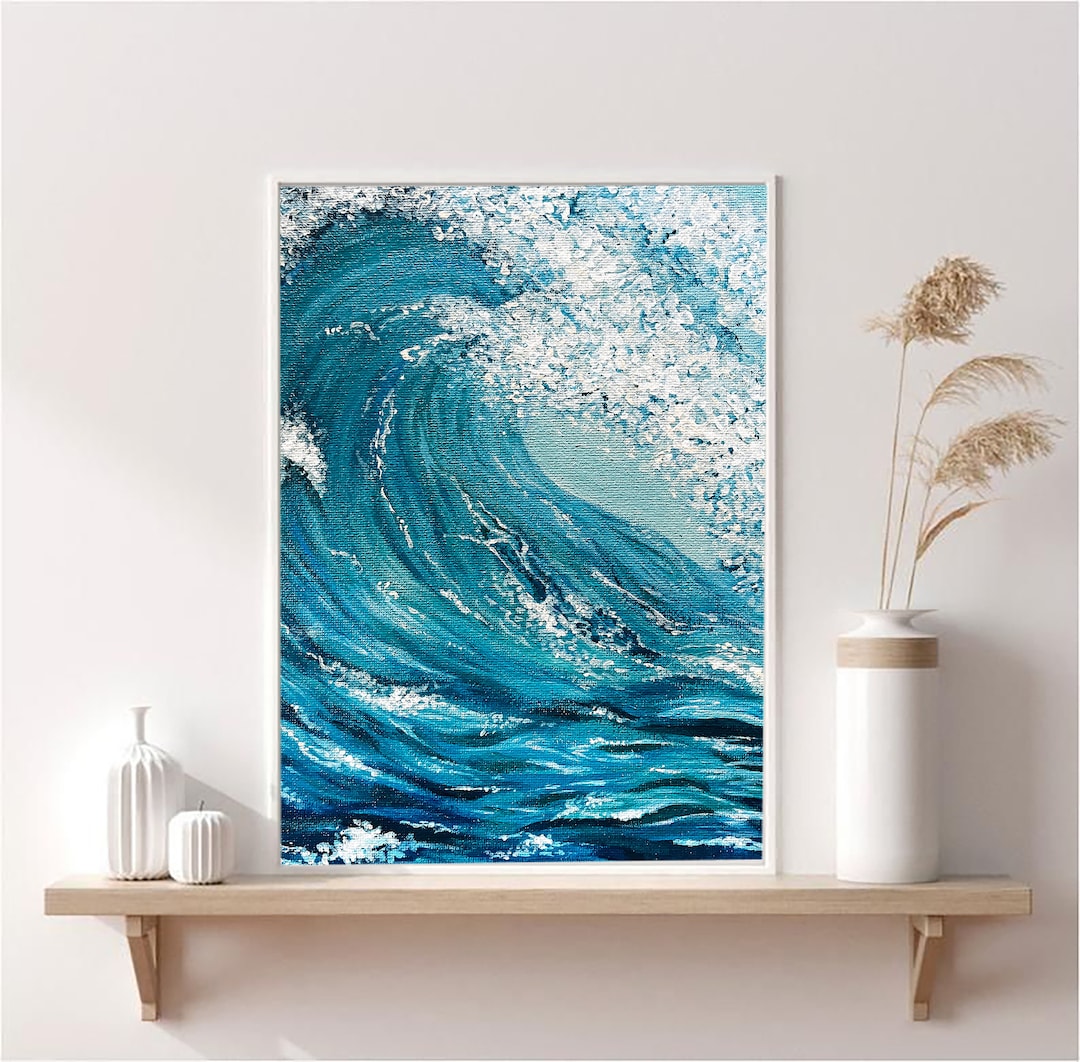 Ocean Wave Acrylic Painting Print - Etsy