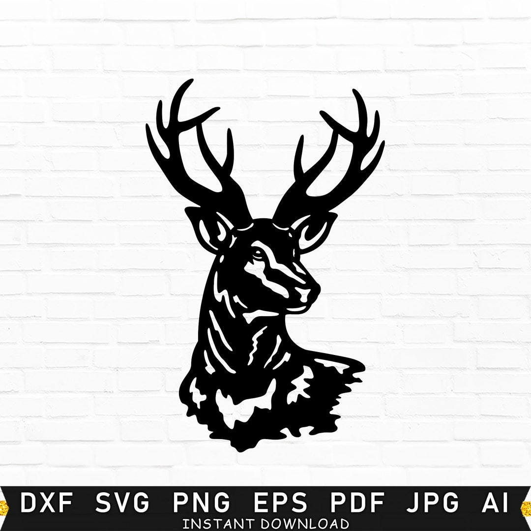 Deer Head SVG Silhouette Stag Shape SVG Pdf Dxf Png Deer - Etsy