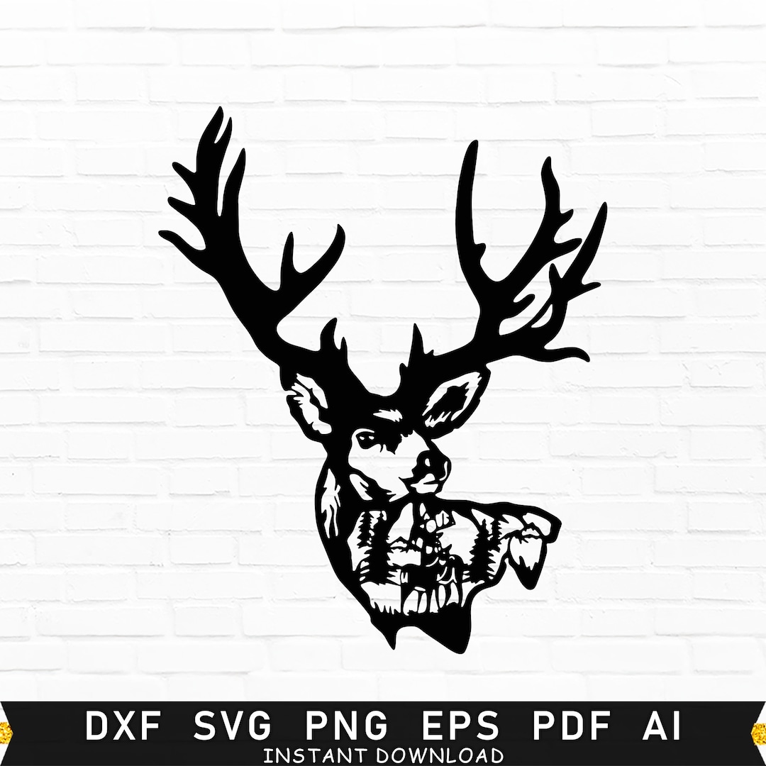 Deer Scene DXF, Svg Cut File for Cricut, Deers Dxf for Plasma Cnc ...