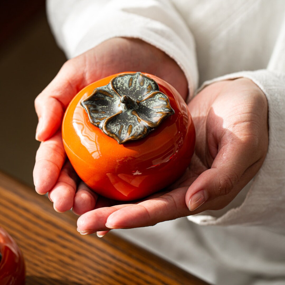 Creative Persimmon Ceramic Tea Canister Gongfu Tea Caddy - Etsy