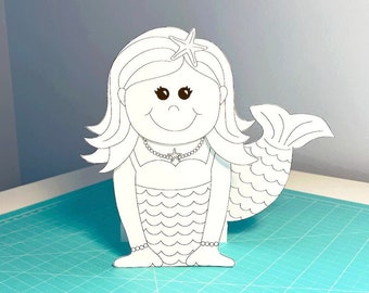 Paper Mermaid Craft for Kids, 3D Papercraft Template, Mermaid Coloring ...