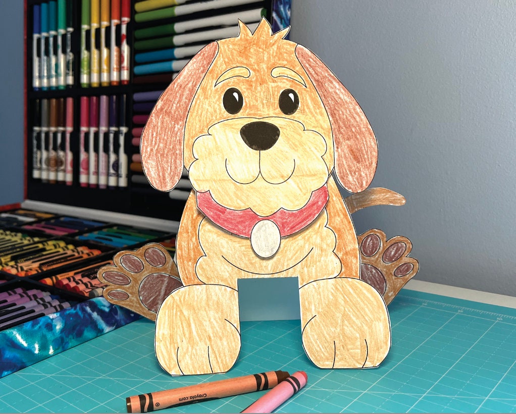 3D Puppy Paper Craft, Printable Coloring Activity (digital Download) - Etsy