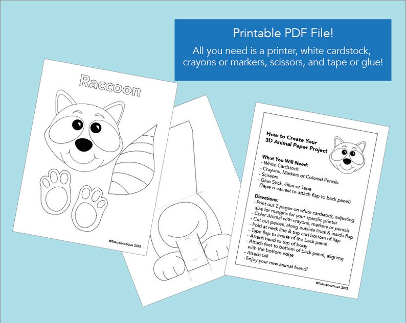 Raccoon Printable Coloring Activity for Kids, Digital Download Coloring ...