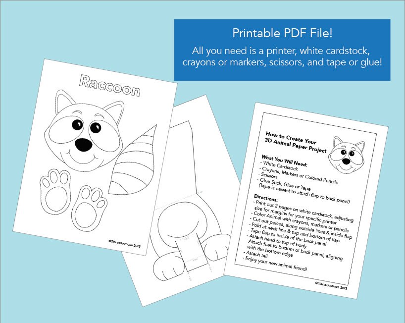 Raccoon Printable Coloring Activity for Kids, Digital Download Coloring ...