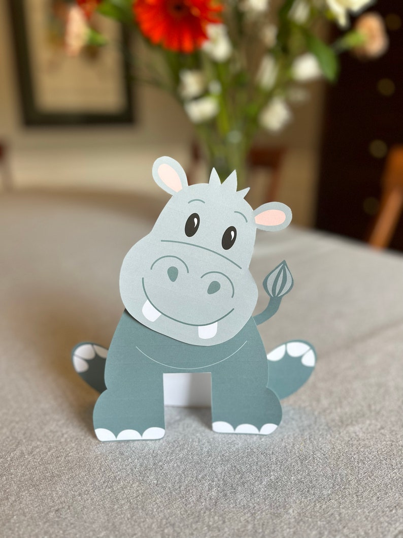 3D Paper Hippo Craft Activity, Printable Zoo Animal (digital Download ...