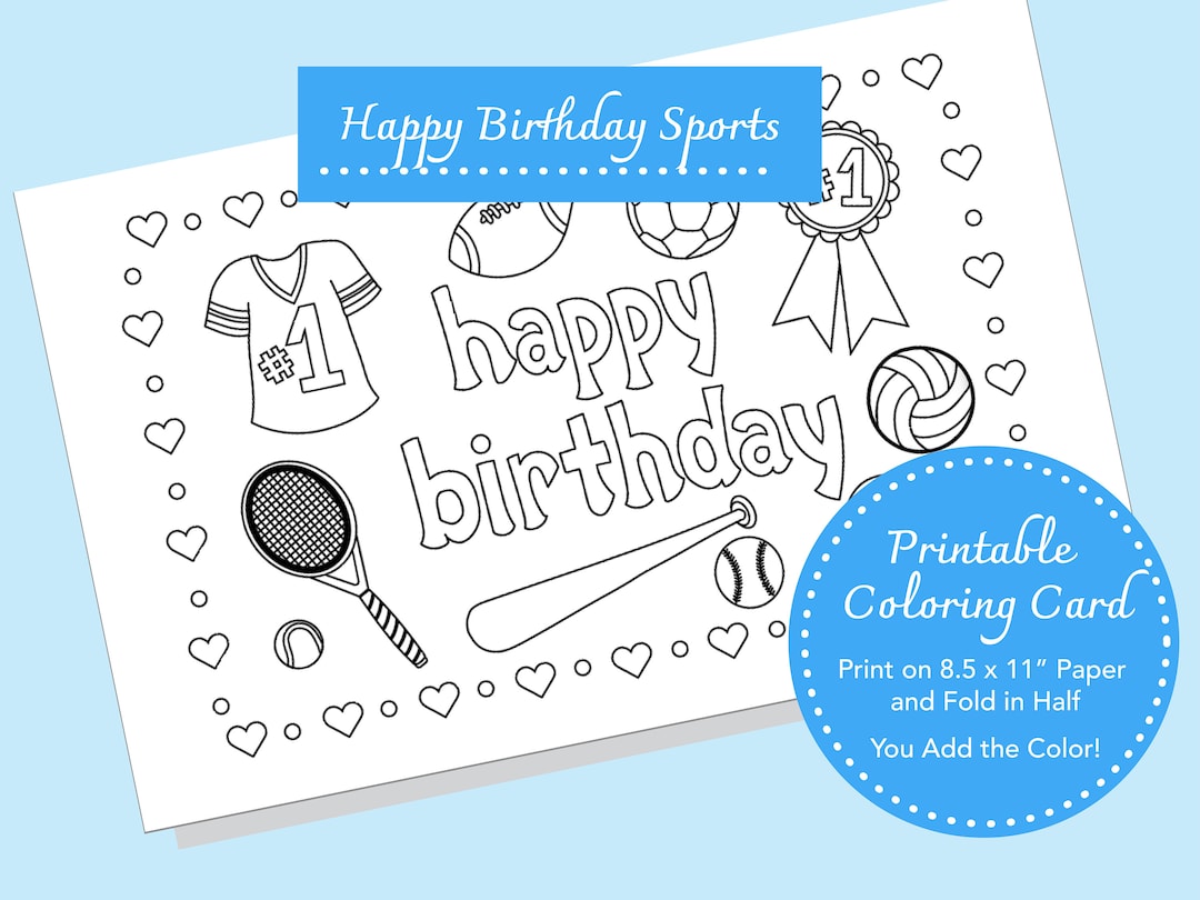 Printable Happy Birthday Sports Greeting Card - Etsy