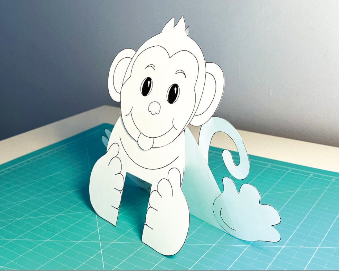 Monkey Printable Coloring for Kids, Digital Download Coloring, Easy ...