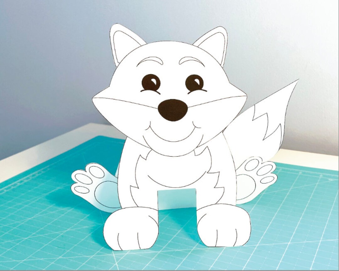 Fox Printable 3D Coloring Activity for Kids, Digital Download Coloring ...
