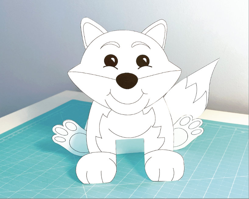 Fox Printable 3D Coloring Activity for Kids, Digital Download Coloring ...