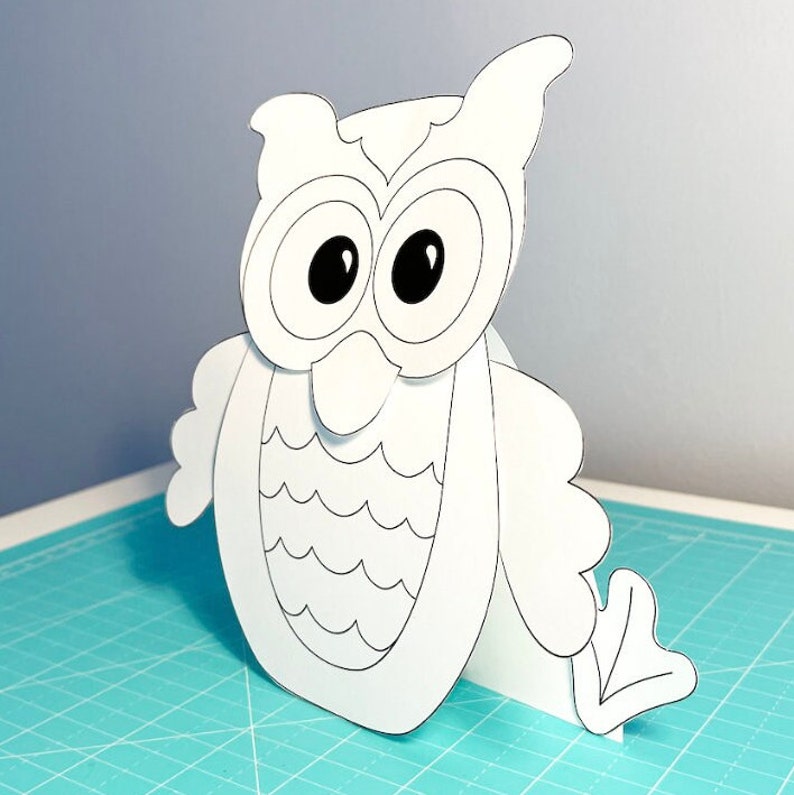 Printable 3D Paper Owl Coloring Craft Activity for Kids - Etsy
