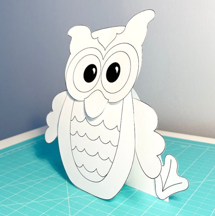 Printable 3D Paper Owl Coloring Craft Activity for Kids - Etsy