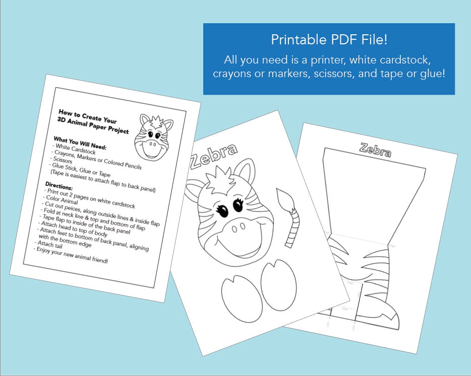 Zebra Printable Coloring Activity for Kids, Digital Download Coloring ...