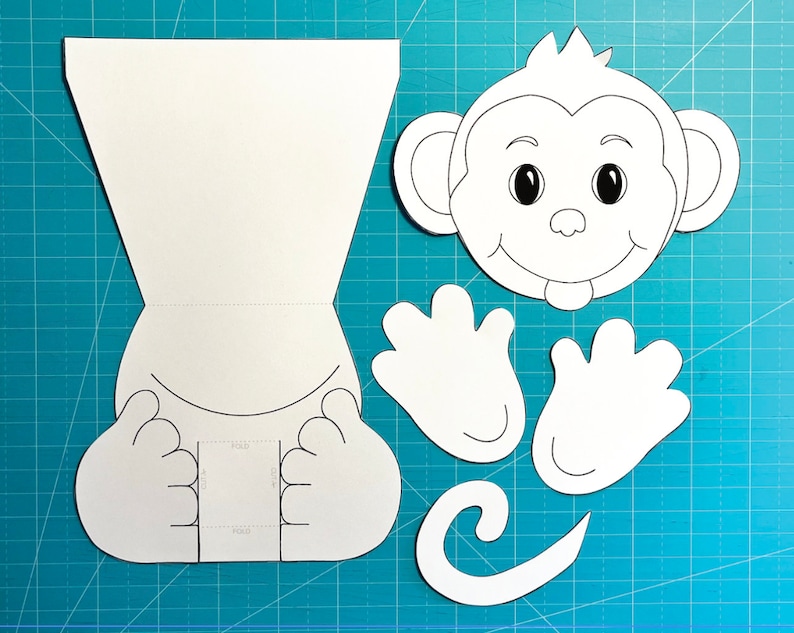 Monkey Printable Coloring for Kids, Digital Download Coloring, Easy ...