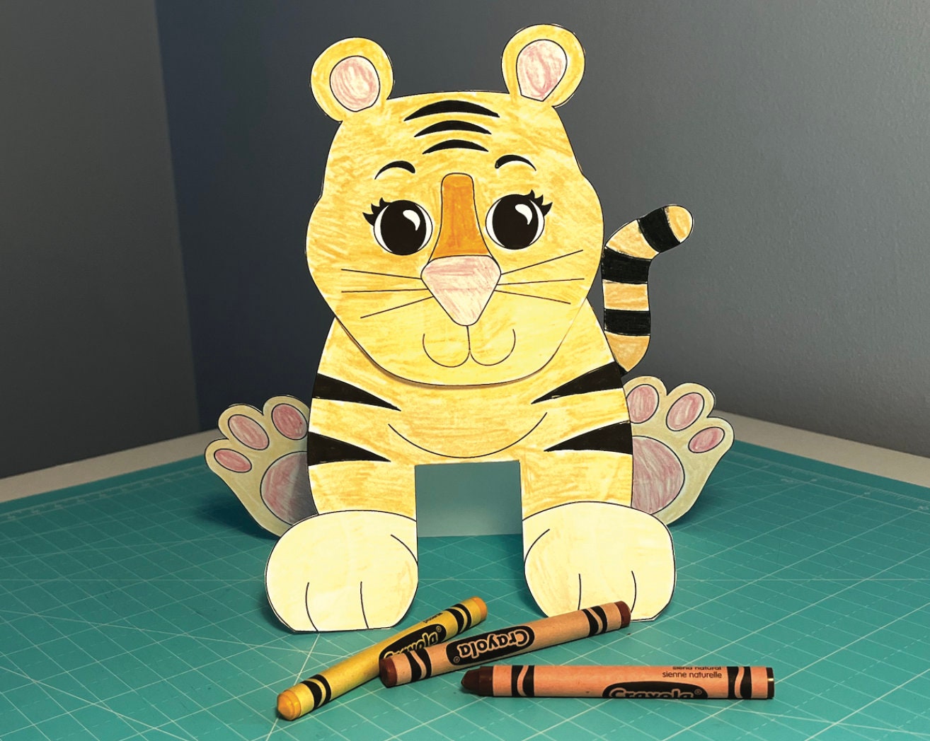 Tiger Printable Coloring Craft for Kids, Digital Download Coloring ...
