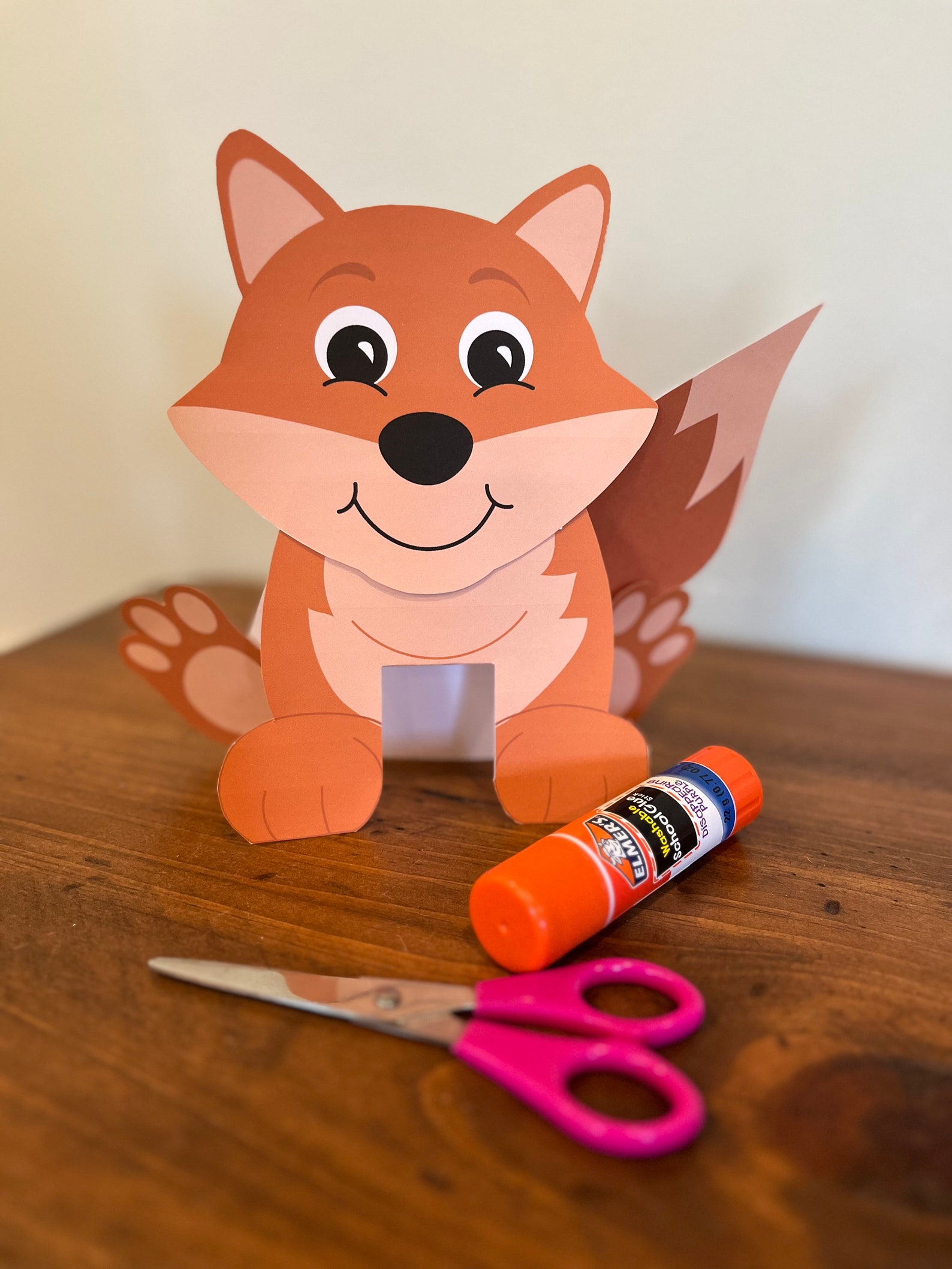 Fox Printable 3D Craft Activity for Kids, Woodland Animals 3D Party and ...