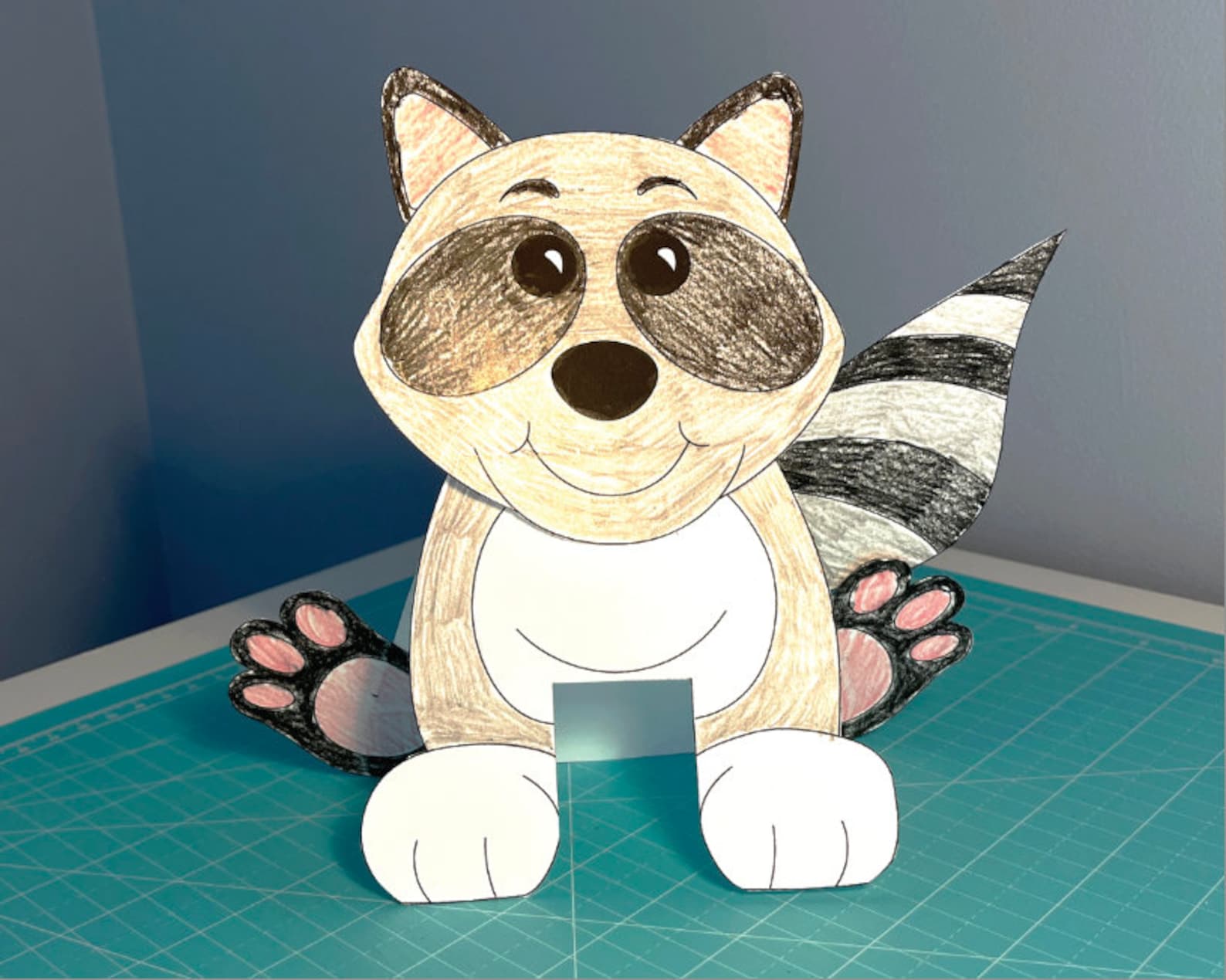 Raccoon 3D Paper Craft, Printable Coloring Activity (digital Download ...