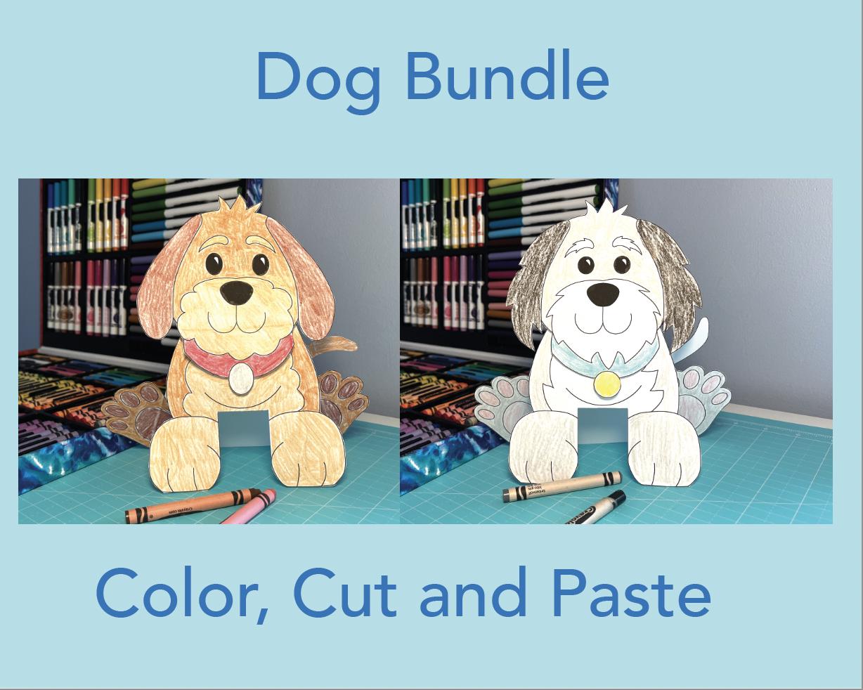 Puppy Dog Bundle Printable Coloring Activity for Kids, Digital Download ...