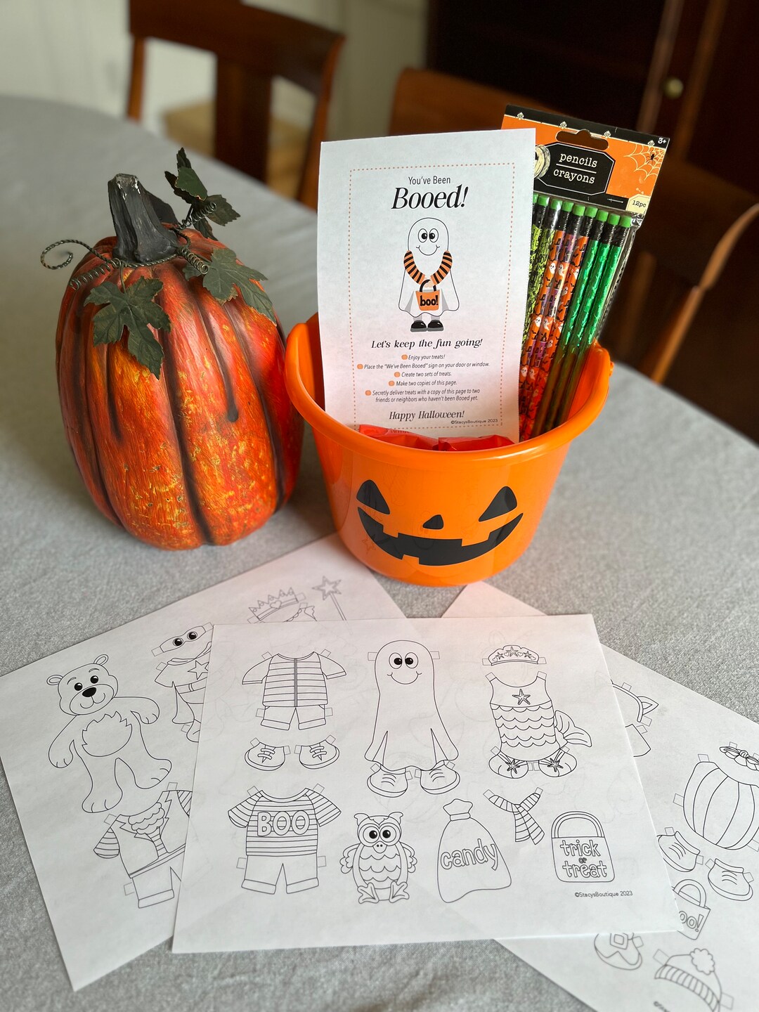 You've Been Booed Flier With Halloween Bear Paper Doll Coloring Pages ...