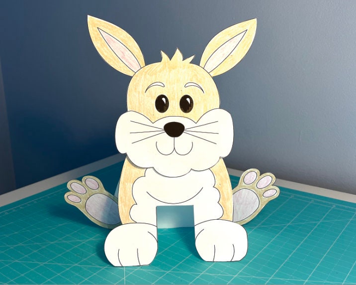 Bunny Rabbit Printable 3D Paper Coloring for Kids - Etsy