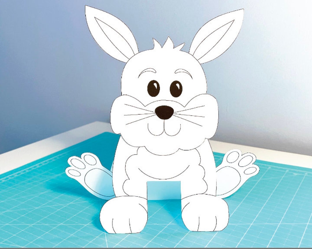 Bunny Rabbit Printable 3D Paper Coloring for Kids - Etsy