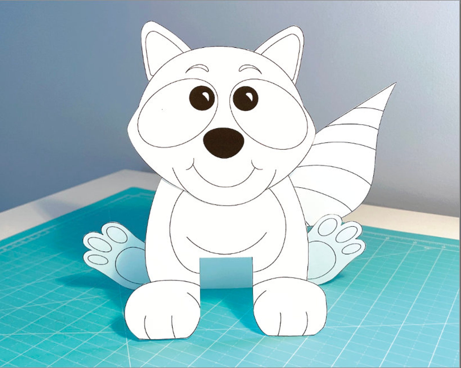 Raccoon 3D Paper Craft, Printable Coloring Activity (digital Download ...