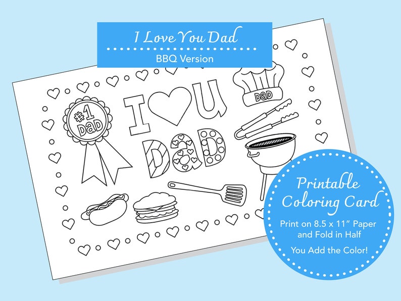 Printable DIY Coloring Card for Dad - Etsy
