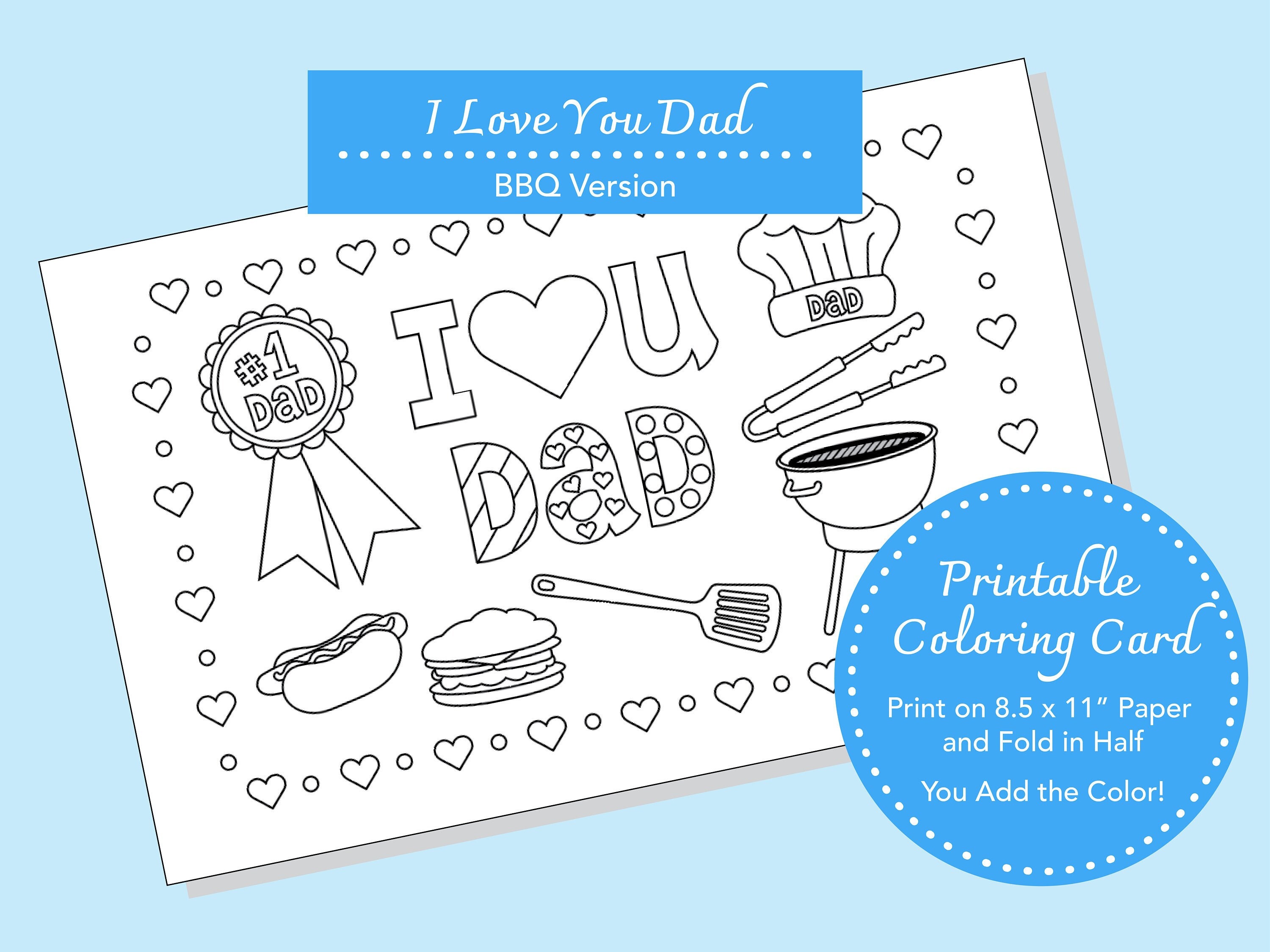 Printable DIY Coloring Card for Dad - Etsy