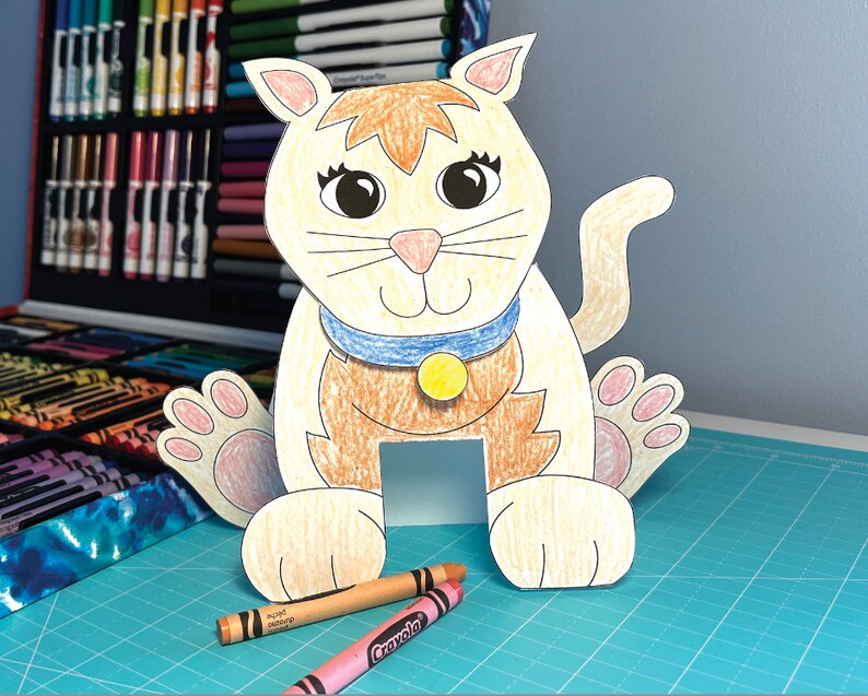 Cat Kitten Printable 3D Coloring Activity for Kids, Digital Download ...
