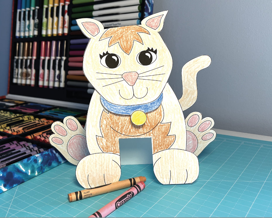 Cat Kitten Printable 3D Coloring Activity for Kids, Digital Download ...