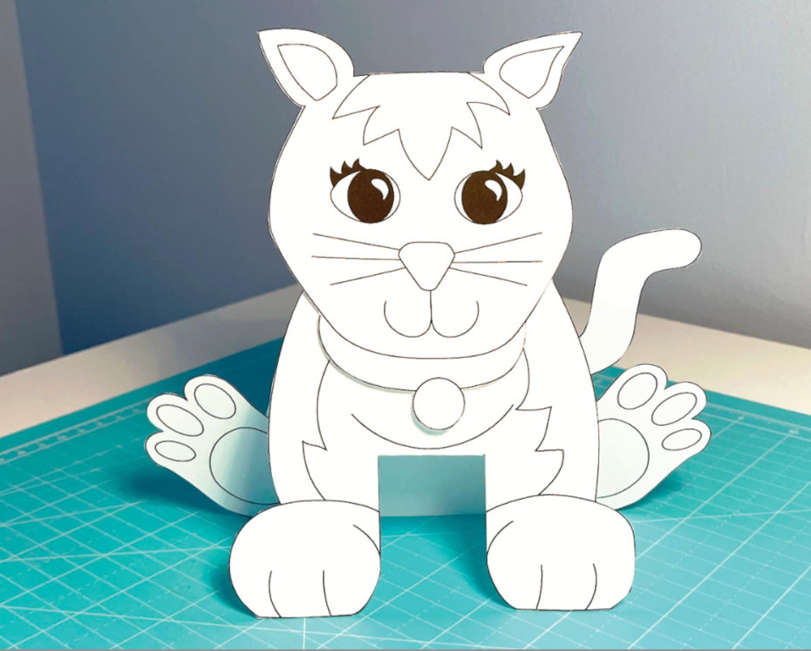 Cat Kitten Printable 3D Coloring Activity for Kids, Digital Download ...