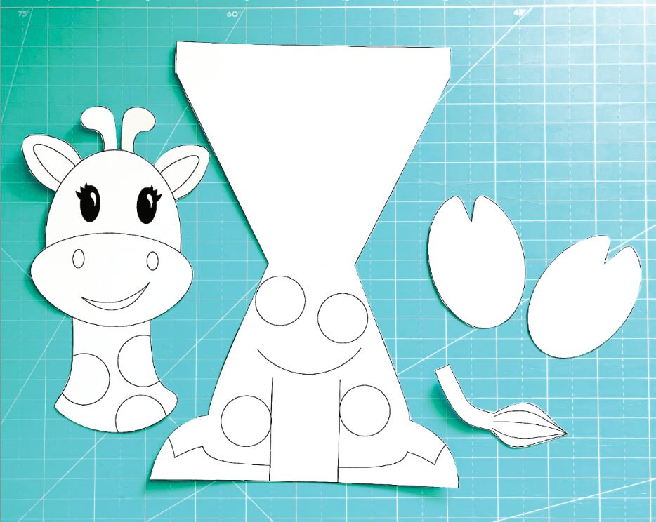 Giraffe Printable 3D Coloring Activity, Digital Download Coloring, Easy ...