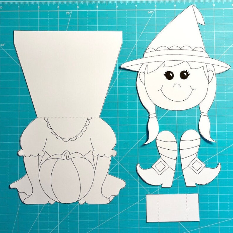 Printable Cute Witch Paper 3D Coloring Craft Activity for Kids - Etsy
