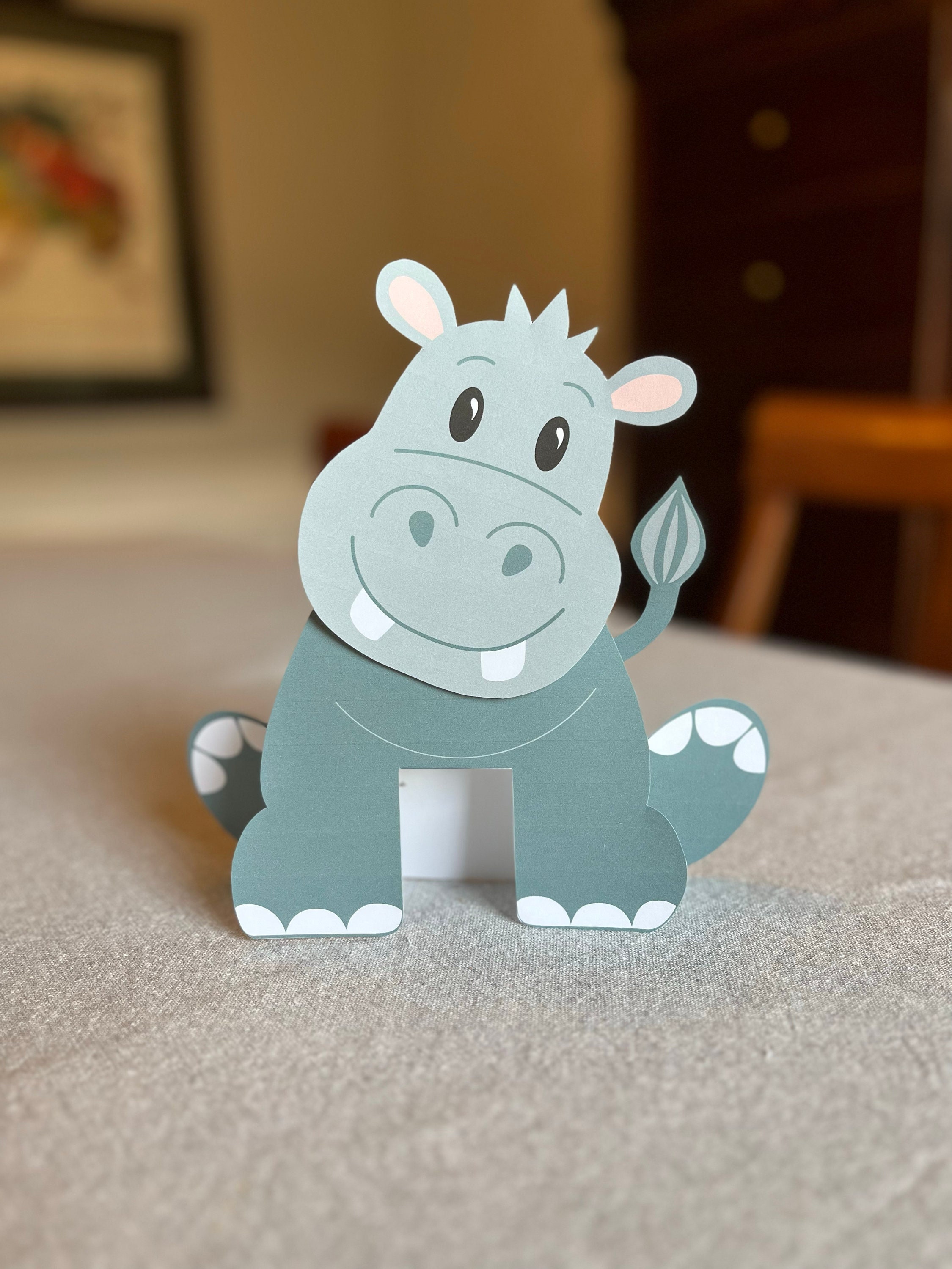 Hippo Printable 3D Craft Activity for Kids, Digital Download Craft ...