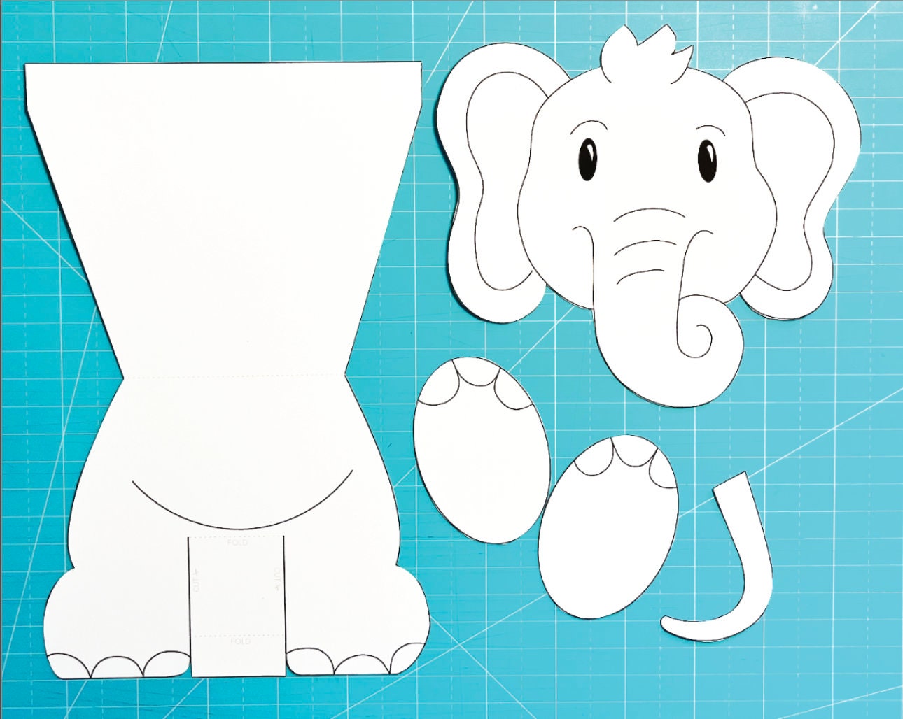 3D Paper Elephant Craft, Coloring Activity, Zoo Animal Party (digital ...