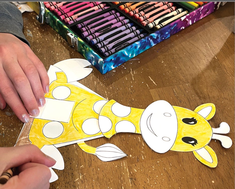Giraffe Printable 3D Coloring Activity, Digital Download Coloring, Easy ...