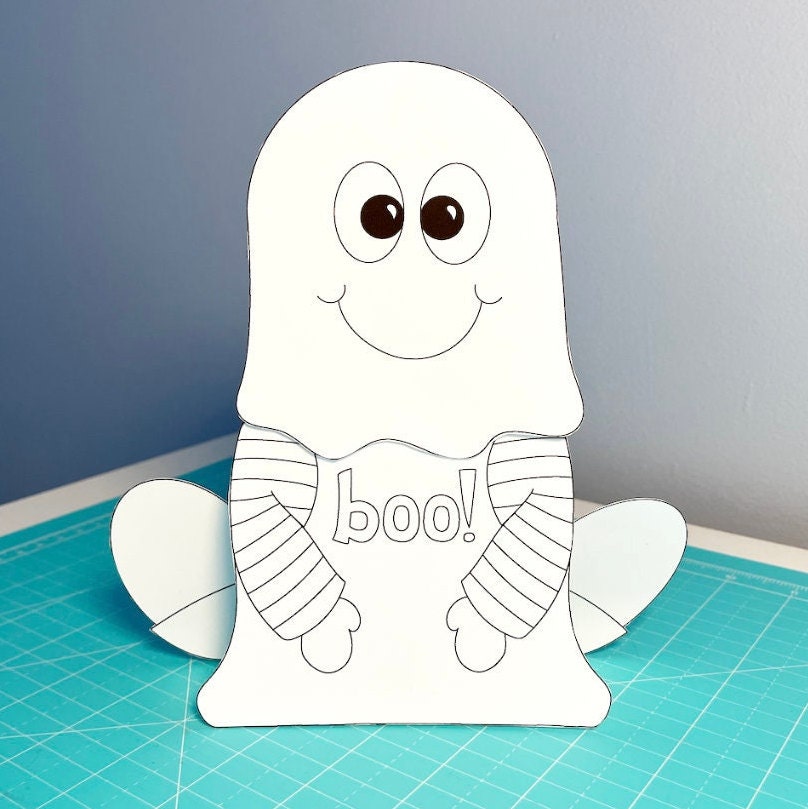 Printable Paper 3D Halloween Coloring Craft Activity for Kids - Etsy