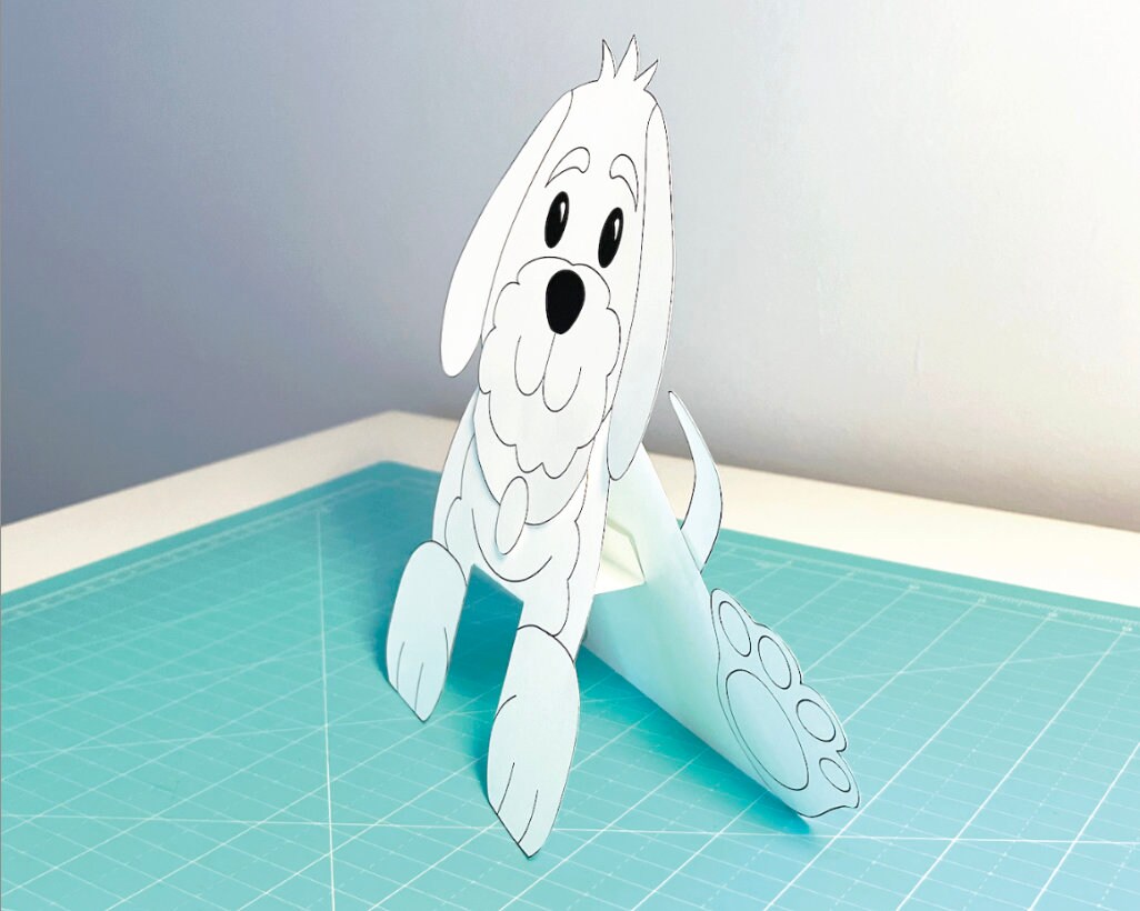 3D Puppy Paper Craft, Printable Coloring Activity (digital Download) - Etsy