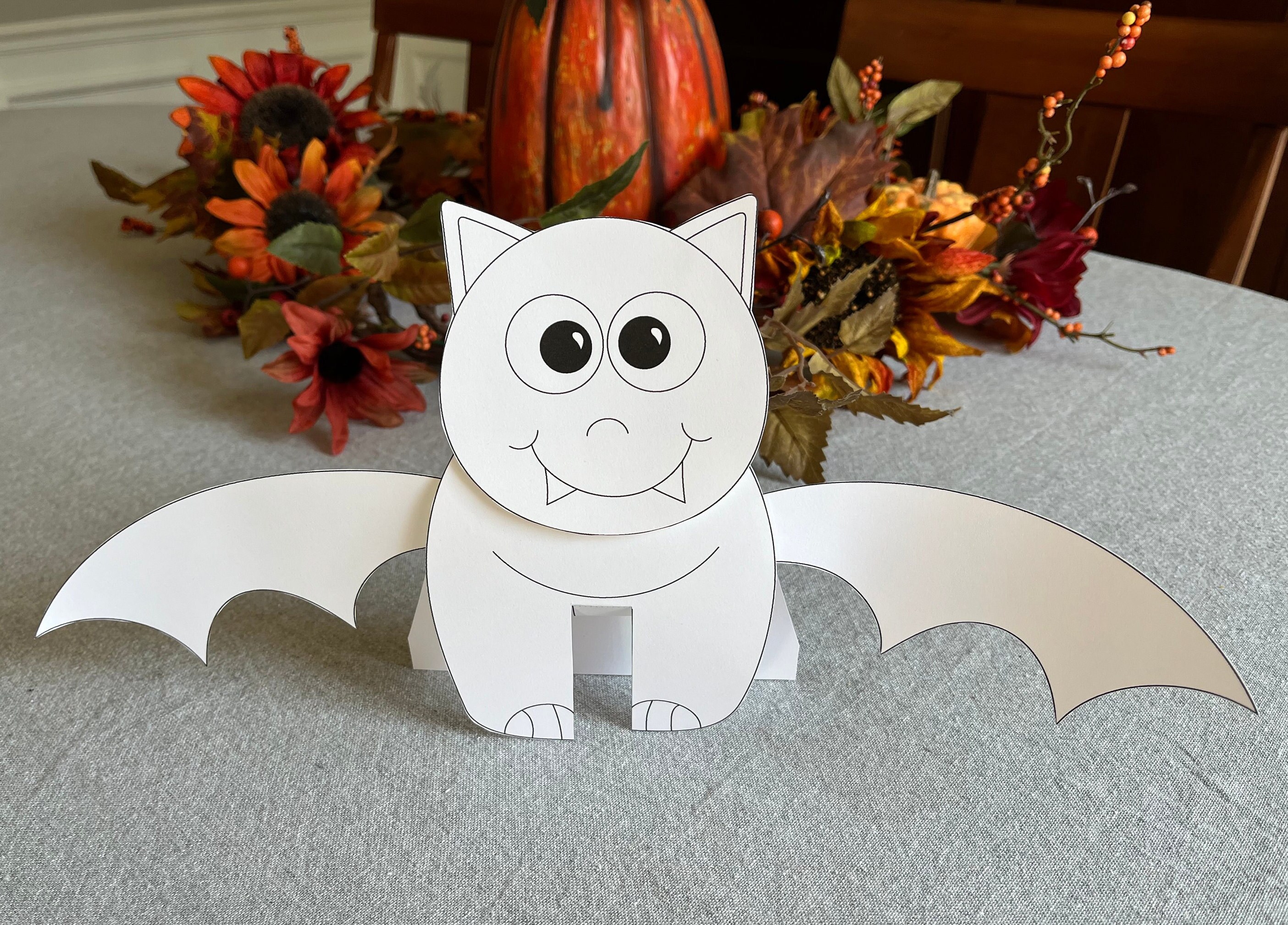 Cute Halloween Bat Printable 3D Craft Activity for Kids, Digital ...