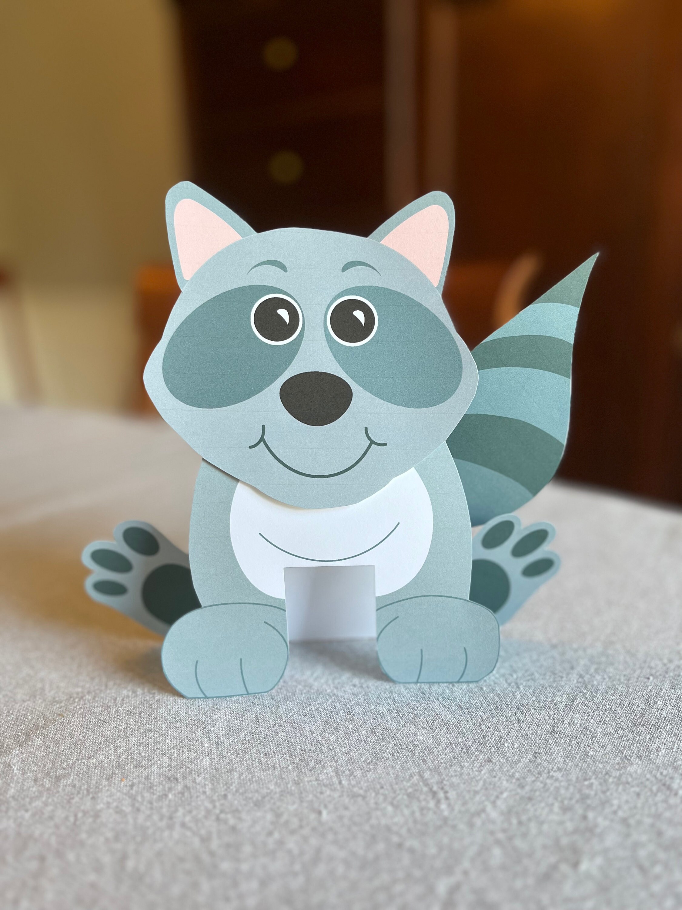 Raccoon Printable Craft Activity for Kids, Woodland Creatures 3D Party ...