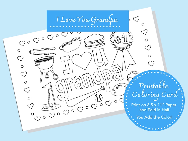 Printable I Love You Grandpa Greeting Card - Etsy