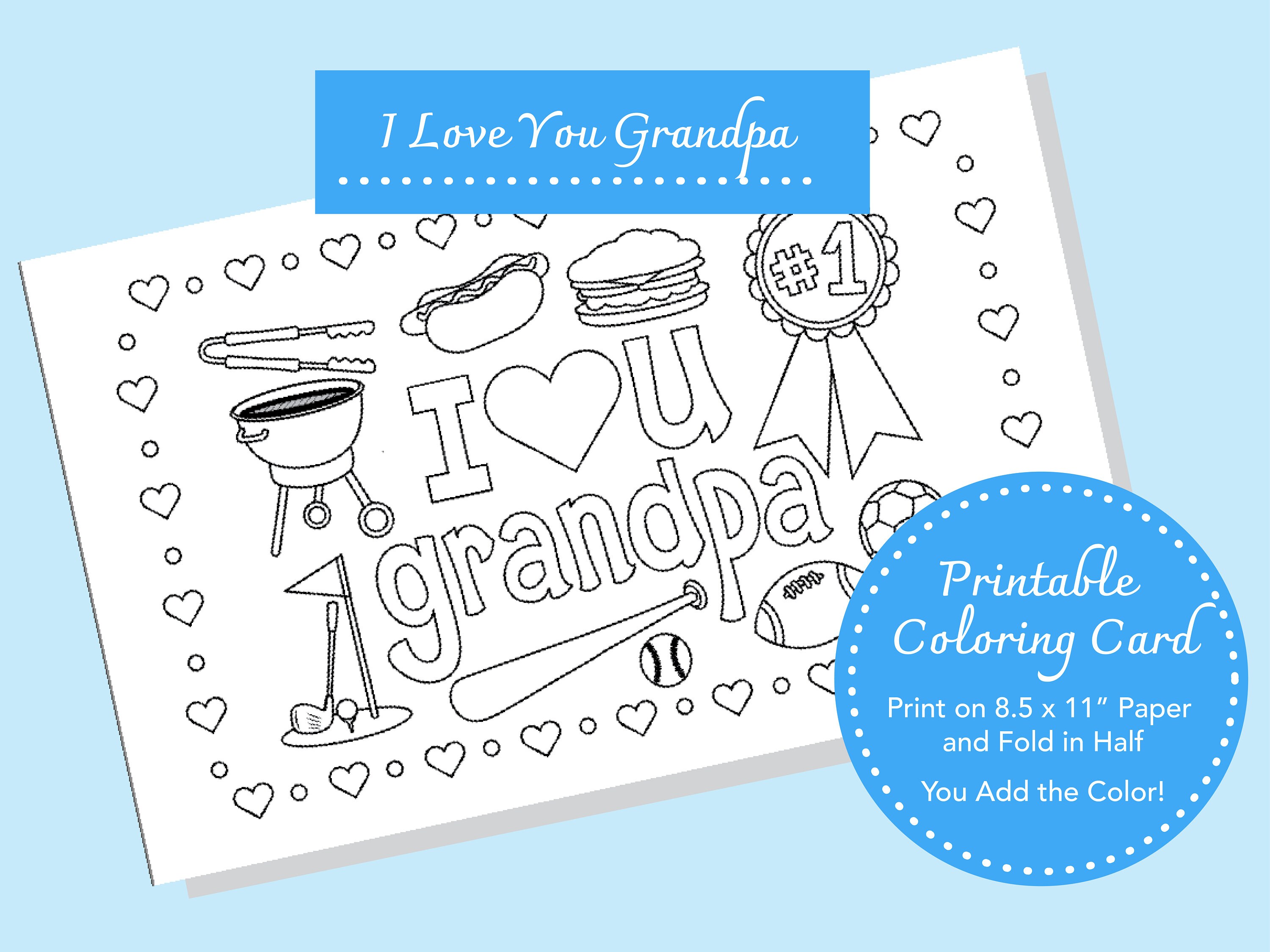 Printable I Love You Grandpa Greeting Card - Etsy