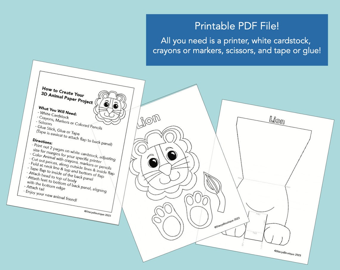 Lion Printable Coloring Activity for Kids, Digital Download Coloring ...