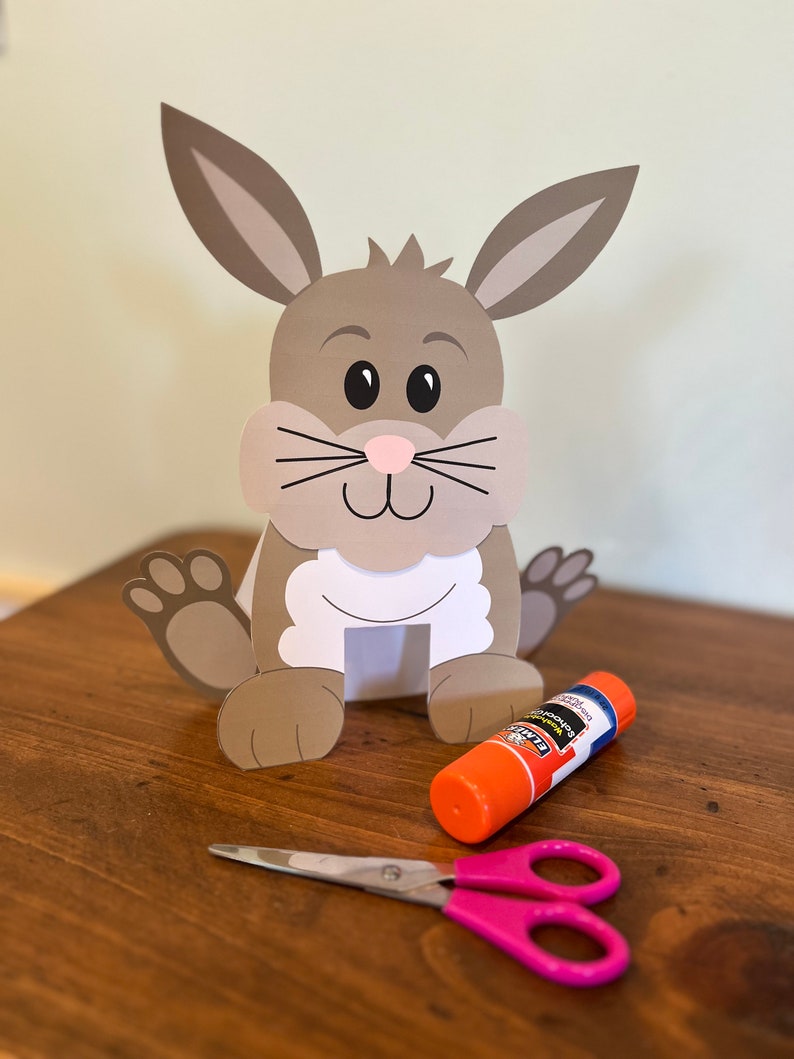 Bunny Rabbit Printable 3D Craft Activity for Kids, Woodland Animals 3D ...