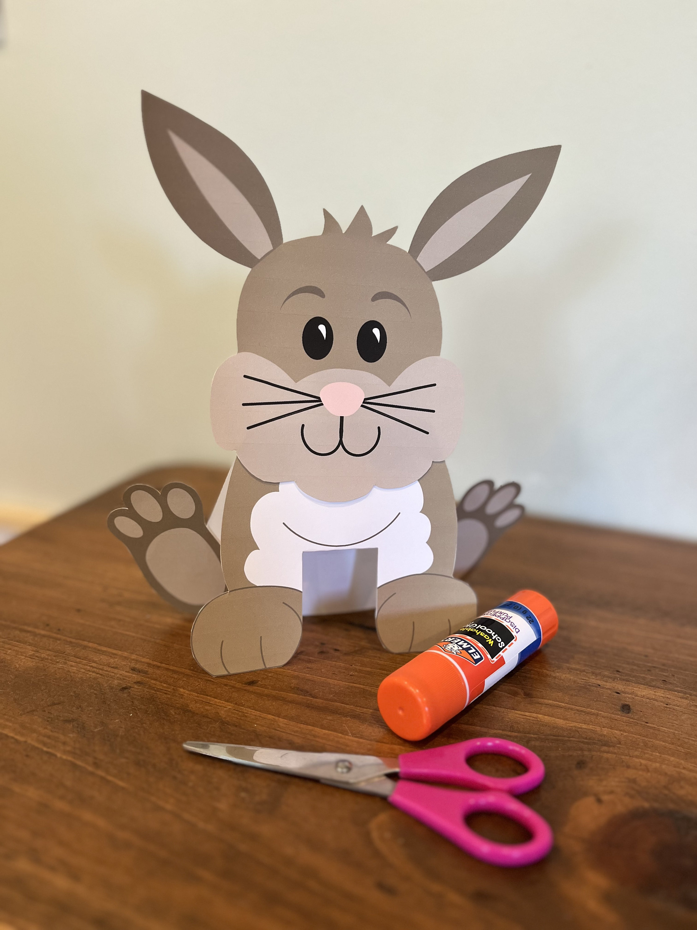 Bunny Rabbit Printable 3D Craft Activity for Kids, Woodland Animals 3D ...