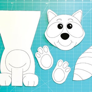 Raccoon 3D Paper Craft, Printable Coloring Activity (digital Download ...
