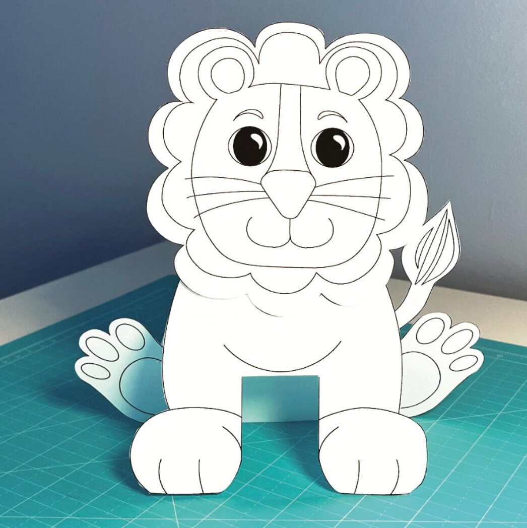 Zoo Animal Printable Coloring Craft for Kids, Digital Download Elephant ...