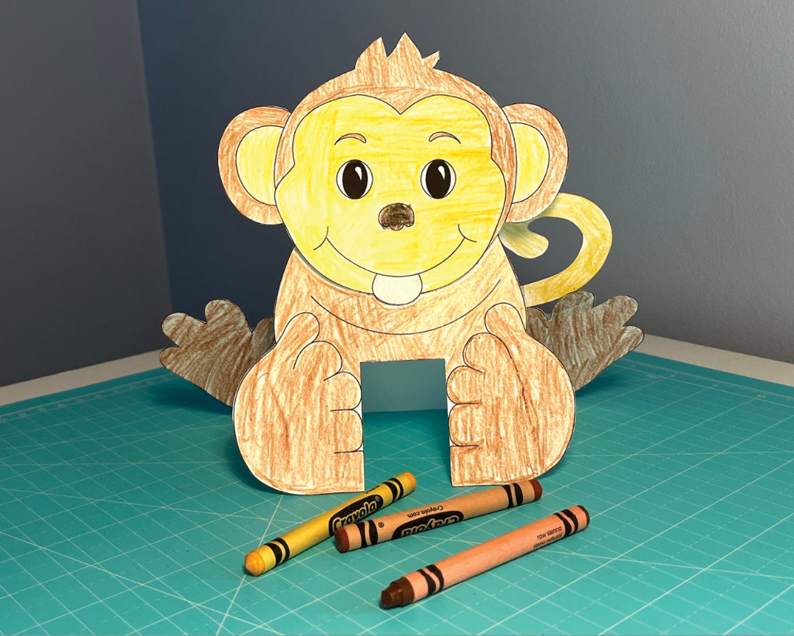 Monkey Printable Coloring for Kids, Digital Download Coloring, Easy ...