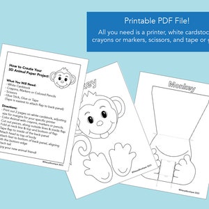 Monkey Printable Coloring for Kids, Digital Download Coloring, Easy ...